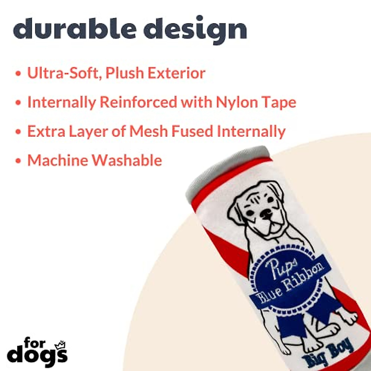 H&K for Dogs Power Plush | Pups Blue Ribbon (Large) | Funny Dog Toy | Dog Toy with Squeaker | Dog Gift | Fun, Durable, and Safe | Squeaky Dog Toy