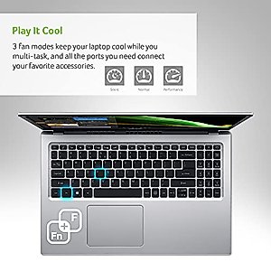 Acer Aspire 5 A515-56-32DK Slim Laptop - 15.6" Full HD IPS Display - 11th Gen Intel i3-1115G4 Dual Core Processor - 4GB DDR4 - 128GB NVMe SSD - WiFi 6 - Amazon Alexa - Windows 11 Home in S mode.