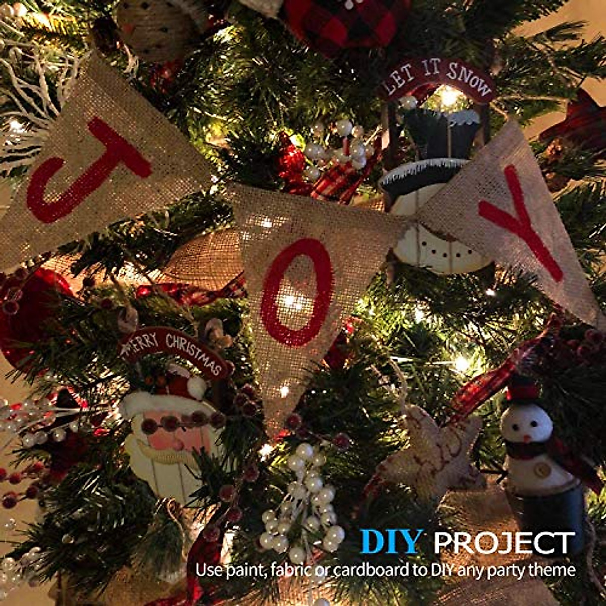 Novelty Place 15Pcs Burlap Banner - 14 Ft Triangle Flag - DIY Hand Painted Home Decorations for Holiday, Birthday, Wedding, Graduation and Party