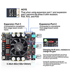 ZK-3002T 300W+300W Bluetooth Digital Amplifier Board TPA3255 Chip 2.0 Channel with Treble and Bass Adjustment (ZK-3002T)