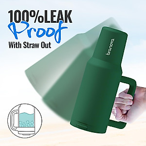 Euforia 40 Oz Tumbler with Handle and Straw Lid - 100% Leak Proof, 2-in-1 Lid, Keeps Cold for 24 Hours & Hot for 10 Hours - Fits in Car Cup Holders, Reusable Stainless Steel Water Bottle - Green