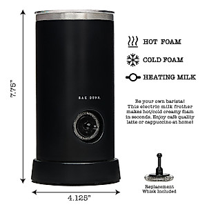 Rae Dunn Electric Milk Frother Steamer -Stylish Automatic Milk Steamer and Frother, Milk Warmer, Hot and Cold Foam Maker for Coffee, Latte, Cappuccino, Macchiato - 550 Watt (Black)