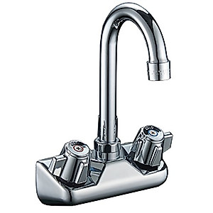 Kitchen Faucet Wall Mount Commercial Hand Sink Faucet Kitchen Utility Laundry Centerset Swivel Gooseneck Spout 2 Dual Handle Restaurant Chrome Mixer Tap NSF