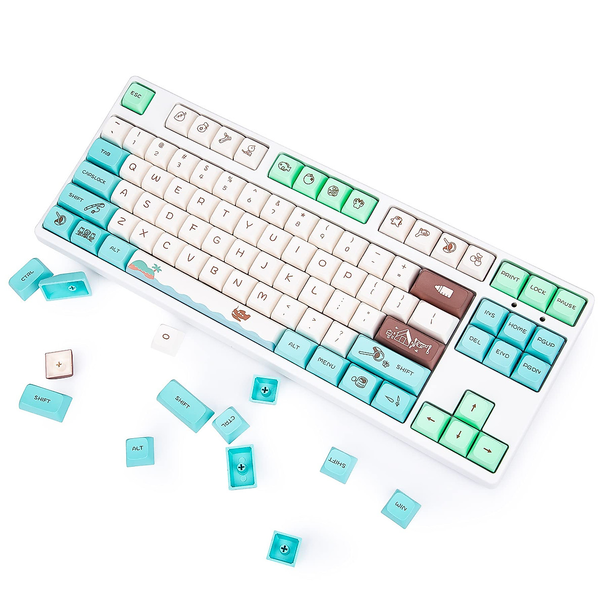 UniCusMech 135 Keys Set XDA Profile Custom Keycaps PBT Dye Sublimation ANSI Layout Keycaps Set for Gateron Kailh Cherry MX Switches Mechanical Gaming Keyboards (Animal Forest)