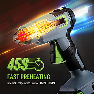 WORKPRO 20V Cordless Hot Melt Glue Gun Kit, 2.0 Ah Li-ion Battery Powered Rechargeable Full Size Hot Glue Gun, 45S Fast Preheating, Heavy Duty Wireless Glue Gun with 12 Pcs Glue Sticks for DIY & Craft