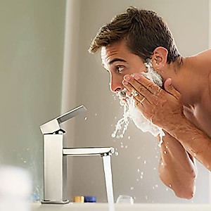 Bathroom Sink Faucets Single Handle, Brushed Nickel Bathroom Sink Faucets for Sink 1 Hole