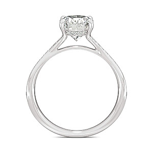 Charles & Colvard Created Moissanite 9x7mm Oval Cut Engagement Ring for Women | 2.25 cttw DEW | Lab Grown | Solid 14K White Gold with Rhodium | Size 7