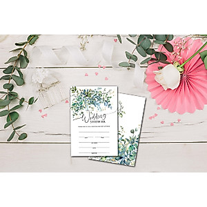 Greenery Wedding Shower Invitations, Floral Bridal Shower Invitations, Bridal Shower Invites for Engagement Party, Wedding, Bridal Shower, Set of 25 Invitations & 25 Envelopes (B02)