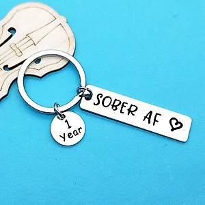 Xiahuyu Sobriety Gift Sobriety Keychain 1 Year Sobriety Anniversary Keychain Addiction Recovery Gift AA Gift NA Gift Sober AF Gift AA Recovery Sobriety Gifts for Men Women