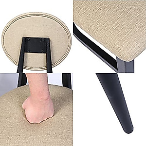 LUCKYERMORE Leather Dining Room Chair Set of 2 Heavy Duty Kitchen Chair Upholstered Vinyl Dining Chair with Round Back Modern Industrial Metal Frame 500LBS Weight Capacity,Black+Beige