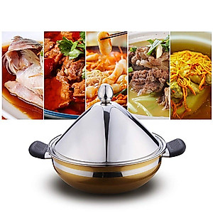 Tajine, with base, suitable for various types of stoves, induction cookers and ovens, suitable for soup pot, steamer, Taji pot, stainless steel multifunctional pot, diameter 26cm