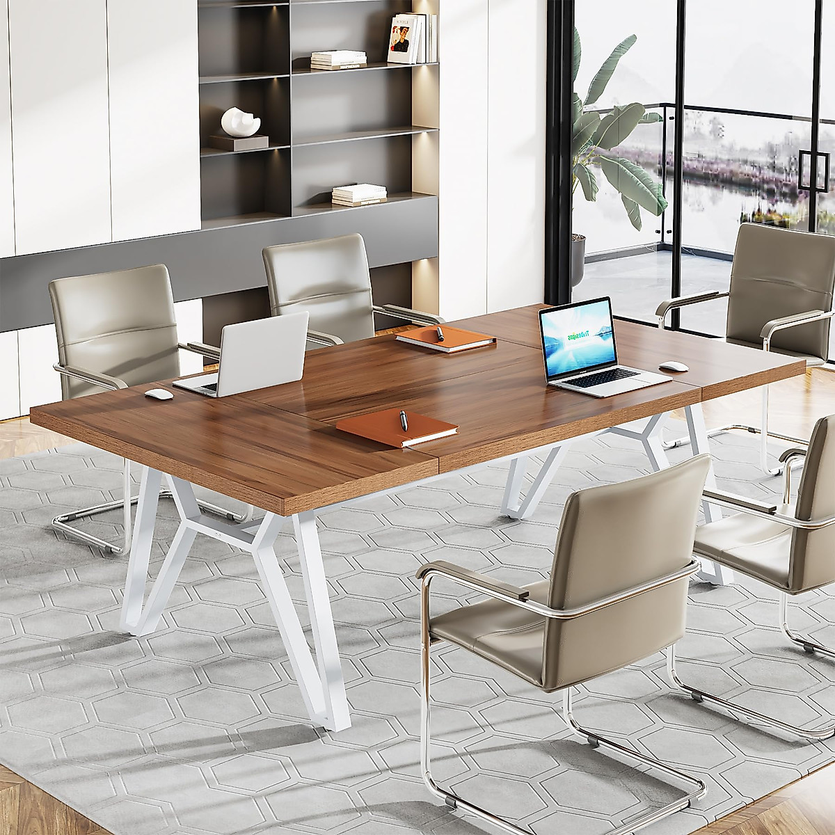 Tribesigns 6FT Conference Table, 70 in Meeting Table, Long Seminar Table for Meeting Room, Rectangular Modular Conference Room Table, Large Computer Table for Office, Boardroom.