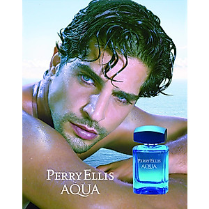 Perry Ellis Perry Ellis Aqua Men 3.4oz EDT Spray, 0.25oz EDT Spray, 6.8oz Deodorizing Body Spray, 1.7oz Shower Gel 4 Pc Gift Set