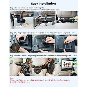 WONNIE 12" Headrest DVD Player Portable for Car, Support 1080P/MP4 Video with HDMI Input/Output, Mounting Bracket, AC Adapter, Car Charger, AV Out, USB Card Reader, Last Memory