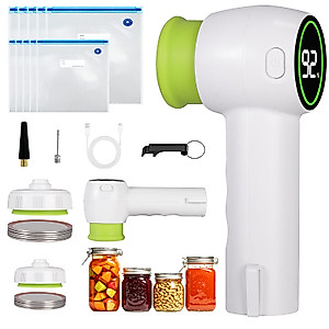 cjc Handheld Vacuum Sealer, Electric Vacuum Sealer for Food, 4-in-1 Mason Jar Vacuum Sealer, Rechargeable Vacuum Sealer, Portable Vacuum Sealer Machine Kit, Small Vacuum Pump for Travel