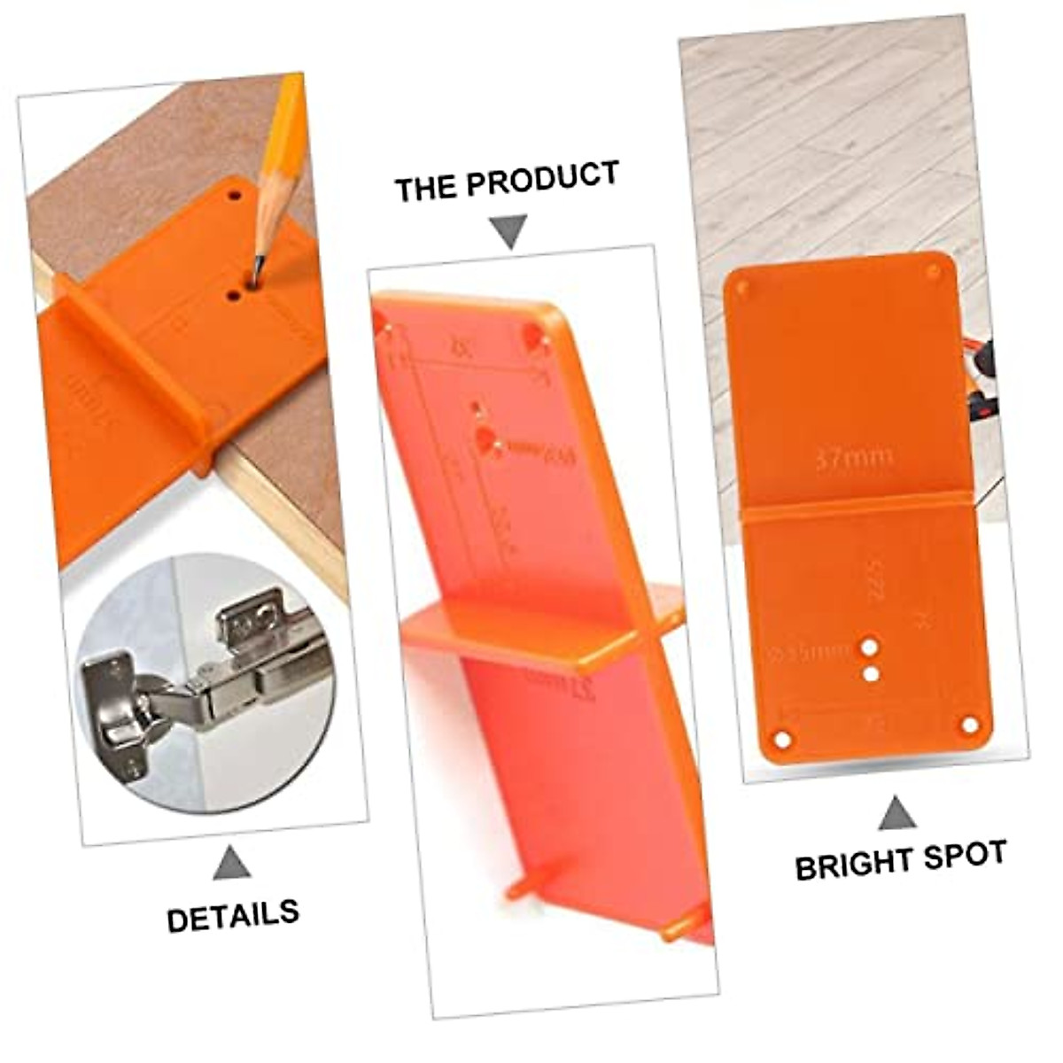 Housoutil Orange Suit 2 Sets 8Pcs Hole Punch Tool Lip Gloss kit Drill Guide Cabinet Hinge kit Router jigs Hole Guide Hinge Positioning Tools Hole Opener Carpentry Tools Plastic Makeup