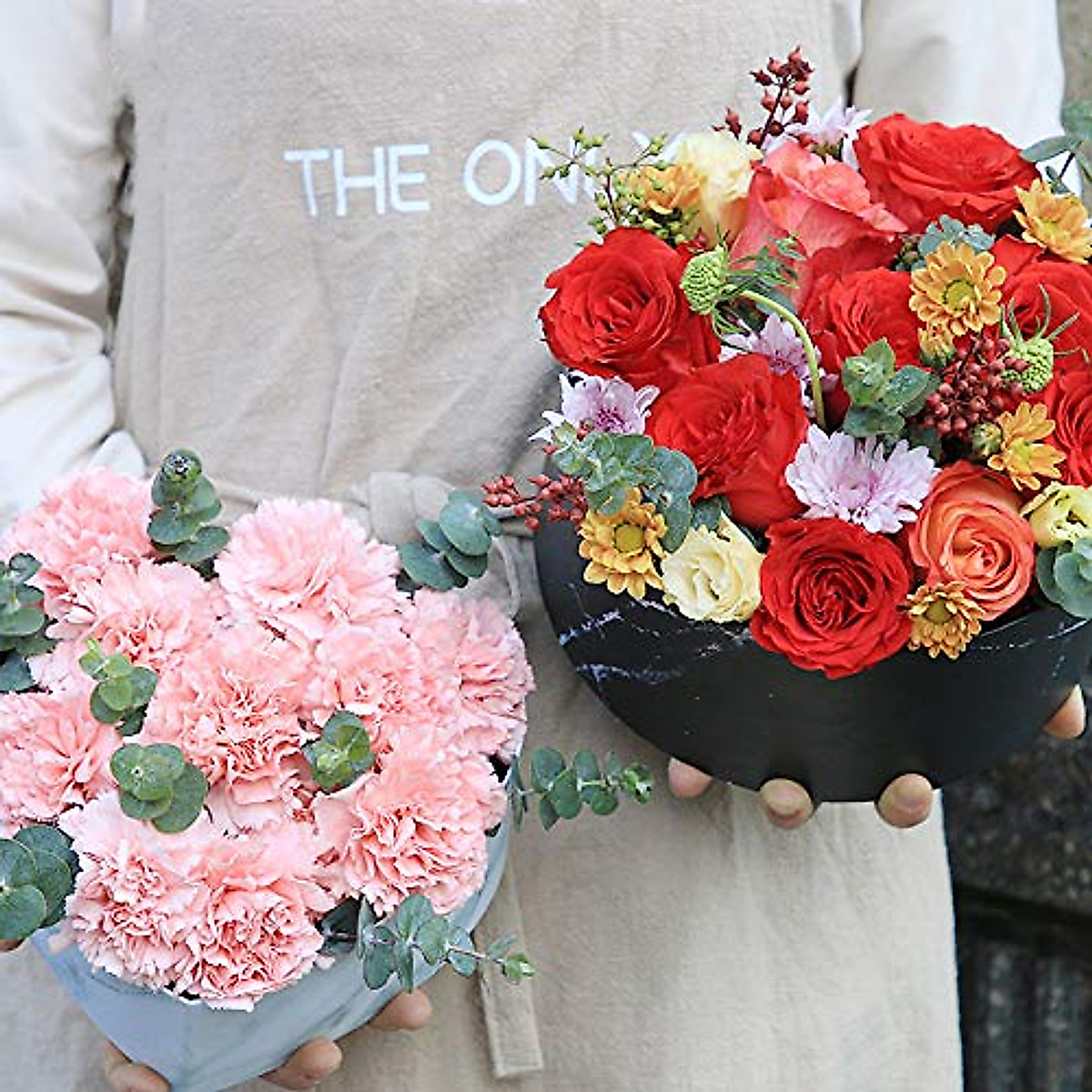 Tbrand BBJWRAPS Marble Heart Shaped Paper Flower Boxes for Arrangements with Lids Luxury Gift Packaging, Set of 3 (S/M/L)