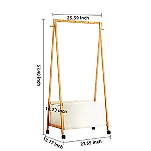 GLISOO Bamboo Garment Rack, fabric storage & Coat Clothes Hanging with 4-Tire Box Racks with Clothing Storage Organizer for For Entryway and Bed Room Patented Design