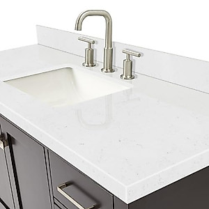 ARIEL Cambridge 54" Espresso Bathroom Vanity, 1.5" Edge Carrara White Quartz Countertop & Splash, Rectangular Sink, 2 Soft Closing Doors, 9 Full Extension Dovetail Drawers, Brushed Nickel