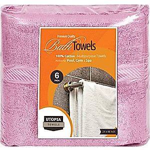 Utopia Towels 6 Pack Medium Bath Towel Set, 100% Ring Spun Cotton (24 x 48 Inches) Medium Lightweight and Highly Absorbent Quick Drying Towels, Premium Towels for Hotel, Spa and Bathroom (Pink)