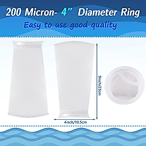 Jecery 16 Pack 4 Inch Ring Filter Socks 200 μm Aquarium Filter Bags Aquarium Socks for Tank Sump Saltwater Freshwater, 4 Inch Ring by 9 Inch Long