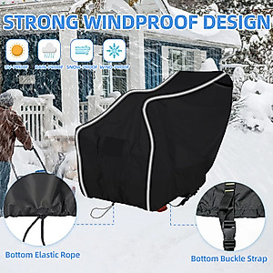 Zenicham Heavy-Duty 600D Fade and Crack Resistant Snow Blower Covers, Waterproof, Snow Proof,UV-Proof Snowblower Cover Universal Fit，Snow Thrower Cover with Reflective Strips (50" L x 33" W x 40" H)