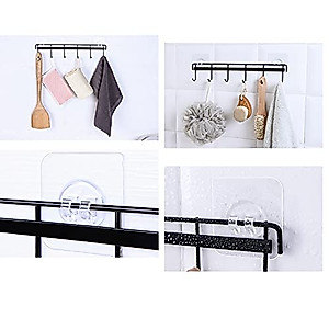 2Pack of Wall Hooks Mount Coat Hat Hook Black Rack with 6 Hooks Coffee Cup and Mug Rack Key Hanger Clothes Holder Coffee Mug Holder Kitchen Bathroom Housekeeper Home Organizer Door Hook (2, Black)