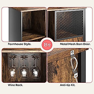 Bestier Bar Cabinets for Liquor and Glasses,Wine Cabinet Coffee Bar for Home with Wine Storage Farmhouse Kitchen Sideboard Buffet Cabinet for Dining Room Living Room Basement Rustic Brown