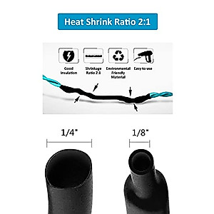 650pcs Heat Shrink Tubing Black innhom Heat Shrink Tube Wire Shrink Wrap UL Approved Ratio 2:1 Electrical Cable Wire Kit Set Long Lasting Insulation Protection, Safe and Easy, Eco-Friendly Material