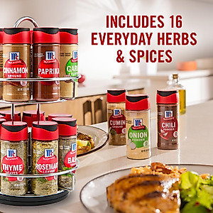 McCormick Two Tier Chrome 16 Piece Spice Rack Organizer with Spices Included, 26.09 oz