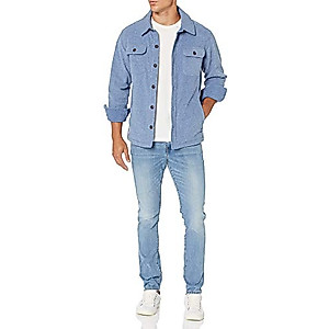 Amazon Essentials Men's Long-Sleeve Polar Fleece Shirt Jacket, Indigo Blue Heather, Medium