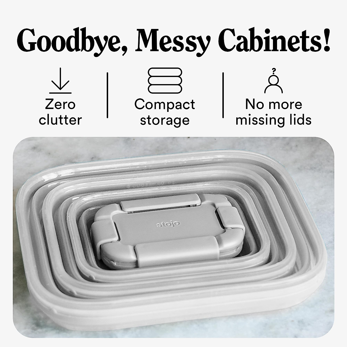 Stojo Nestable Collapsible Food Storage Container - Set of 4, Cashmere - Leak-Proof Airtight Seal Made With Food Grade Silicone For Meal Prep, Lunch Box, Pantry Organizer - Microwave & Dishwasher Safe