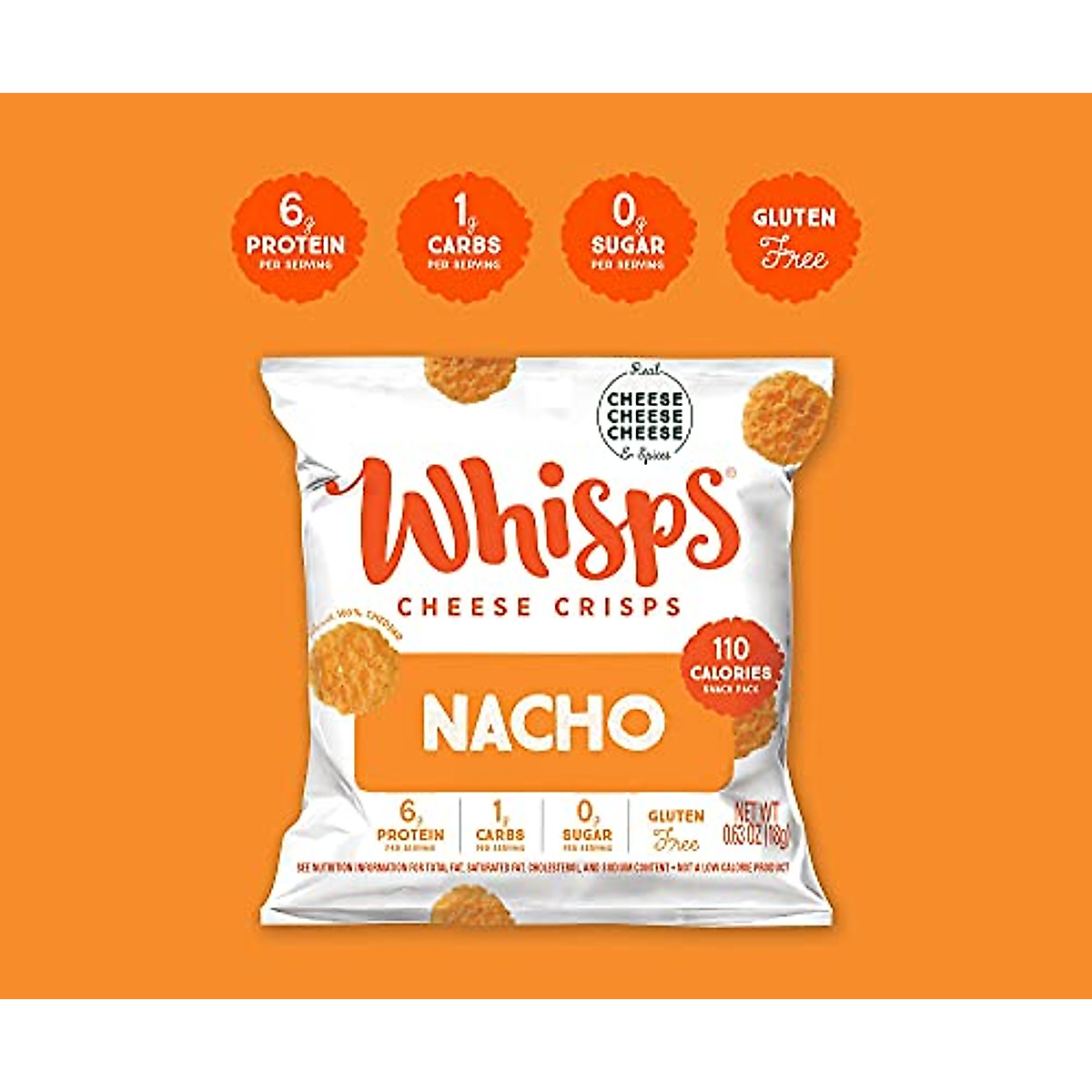 Whisps Cheese Crisps - Parmesan, Cheddar, Tangy Ranch & Nacho Cheese Snacks, Keto Snacks, 6-9g of Protein Per Bag, Low Carb, Gluten & Sugar Free, Great Tasting Healthy Snack, All Natural Cheese Crisps - Variety, .63 Oz (Pack of 12)