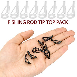 Fishing Rod Tip Repair Kit Replacement Stainless Steel Ceramic Ring Pole Guide Eyelet Mixed Size (40Pcs)