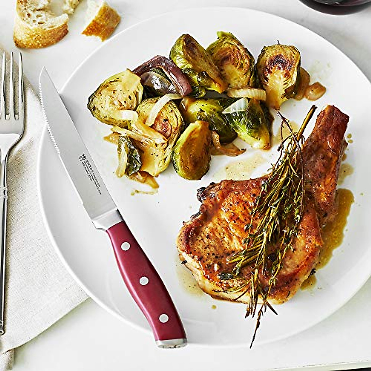 HENCKELS Forged Accent Razor-Sharp Steak Knife Set of 4, Red, German Engineered Knife Informed by over 100 Years of Mastery