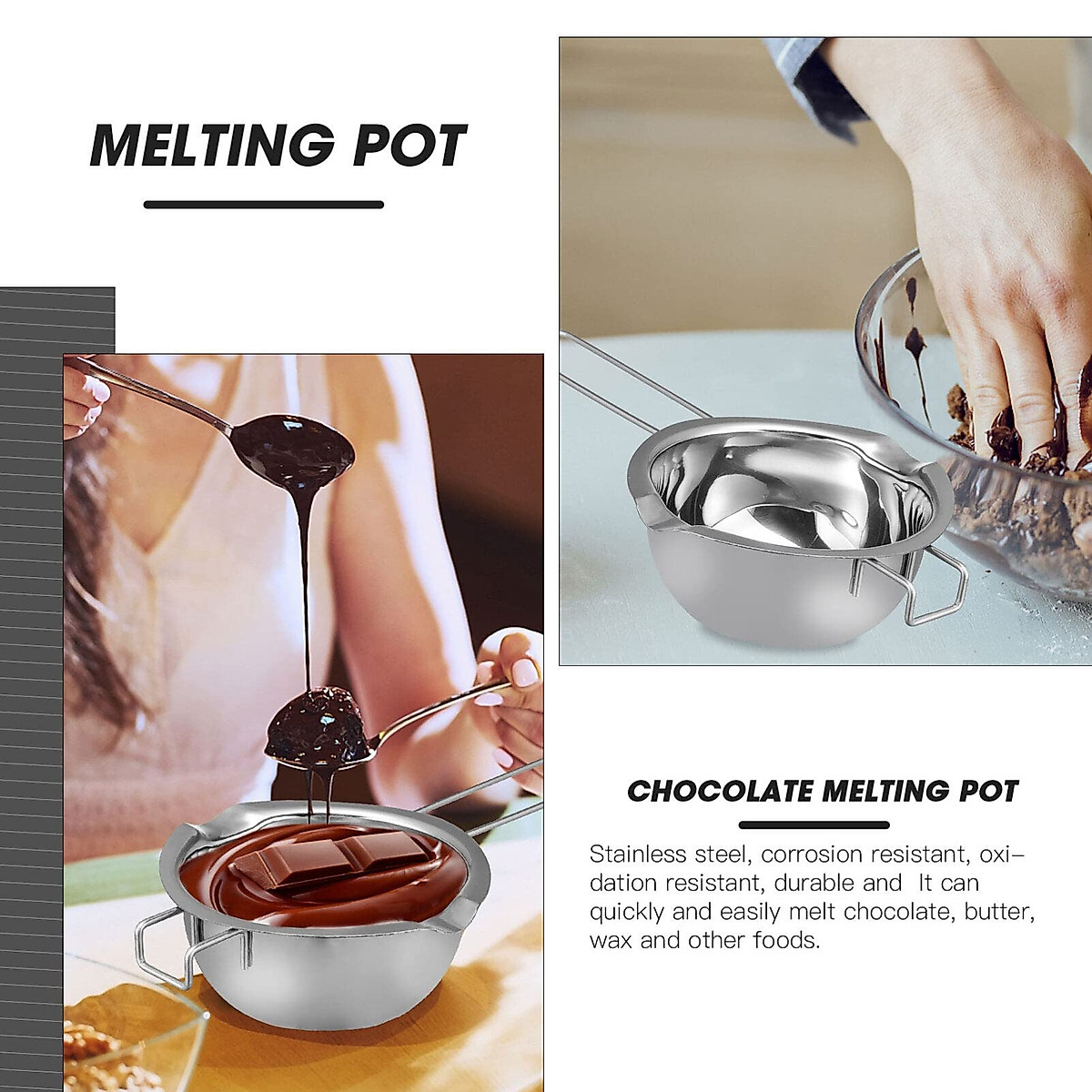 Luxshiny 1 Set Melting Pot Milk Warmer Stovetop Soap Wax Pot Candle Pouring Double Boiler Insert Double Boiler for Soap Making Metal Steamer Pots Popular Candy Turkey Canned Stainless Steel