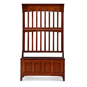 BOWERY HILL Contemporary Wood Hall Tree with Storage Bench in Walnut