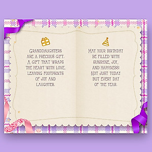 Prime Greetings Happy Birthday Card For Granddaughter, Made in America, Eco-Friendly, Thick Card Stock with Premium Envelope 5in x 7.75in, Packaged in Protective Mailer