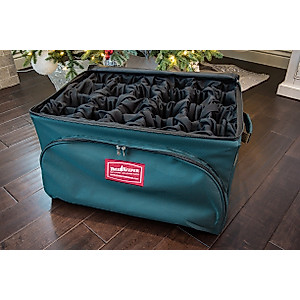 Deluxe Christmas Ornament Storage Box - Holds 48 Ornaments up to 6 Inches Tall by Any Width/Length, 2 Removable Trays with Moving Dividers