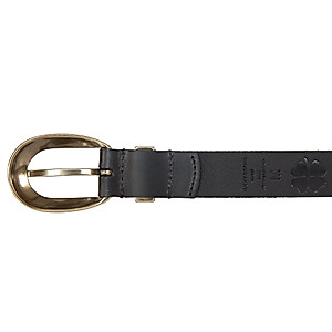 Lucky Brand Women Leather Bold Fashion Statement Belts, Sculpted Buckle-Black, M (28-30")