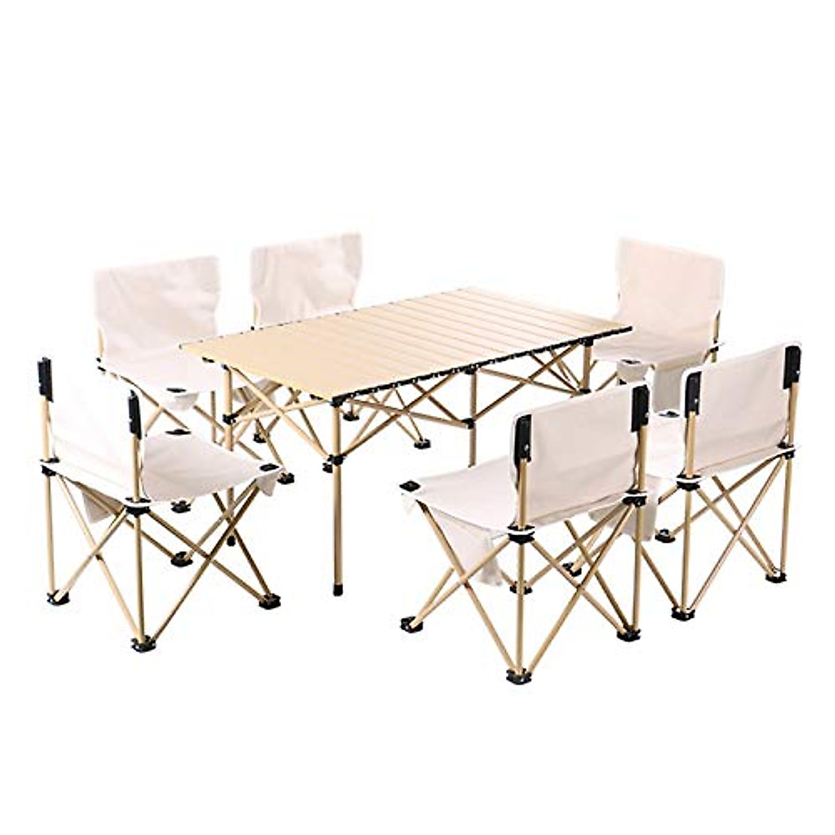 Outdoor Table and Chair Set Outdoor Aluminum Alloy Folding Table and Chair Portable Table Set, Portable Barbecue Camping Chair, Seven-Piece Set