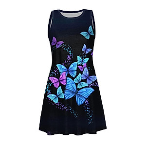 ANDBXH Womens Summer Dresses Casual Swing Dresses Beach Loose,Over stocked All,Plus Size Deals of The Day,Where is My Order,Tops Under 10 Women, Ss8-light Blue X-Large