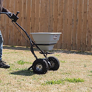 Titan Attachments 70 LB Professional Fertilizer Push Broadcast Spreader, Spreads 10 to 12 FT, Lawn Care and Ice Melter, Yard Tool