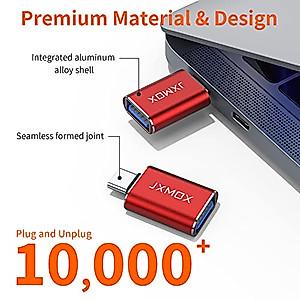 USB C to USB Adapter [2-Pack], Thunderbolt 3 to USB 3.0 OTG Converter Compatible MacBook Pro/Air 2019 2018 2017,Chromebook,Pixelbook,Microsoft Surface Go,Galaxy S8 S9 S10 S20 S21 S22,Note 10 20 (Red)