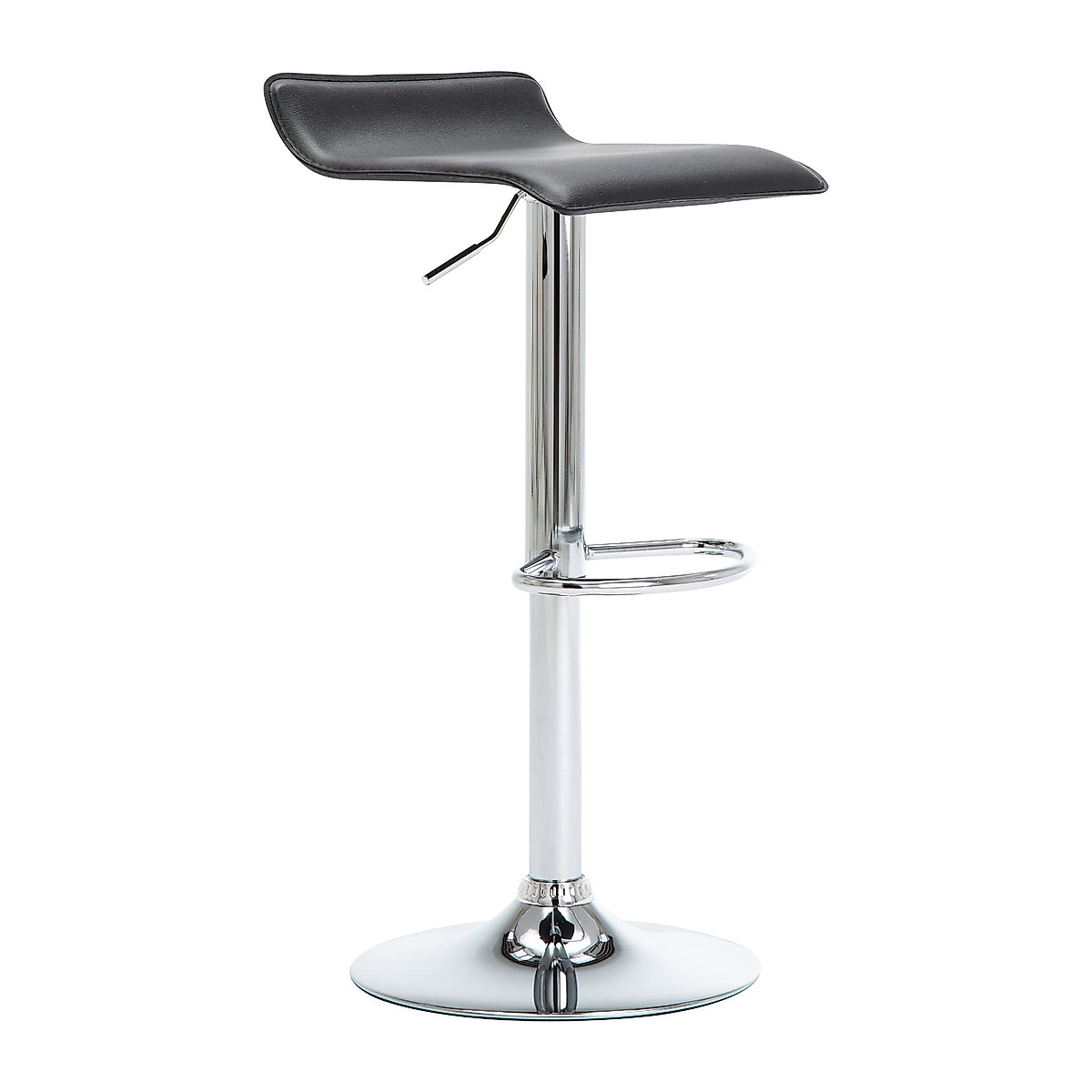 NOBPEINT Contemporary Chrome Air Lift Adjustable Swivel Bar Stool, Set of 2, Black