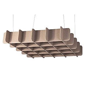 Lumeah Acoustic Cloud | Sound Proofing, Decorative Sound Dampening Hanging Installation | Stunning Adjustable Height Design Acoustic Panel Ceiling Fixture | 55” W x 55” L x 9” H | Taupe