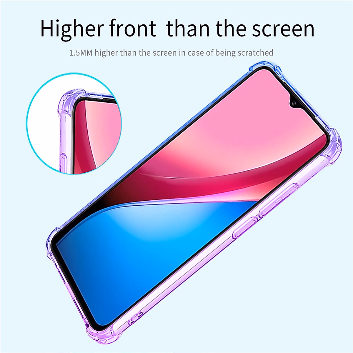 KOARWVC Case for Infinix Hot 10i Case, Smart 5 Pro PR652B X658E Case, Crystal Clear Case Gradient Slim Anti Scratch TPU Shockproof Protective Phone Cases Cover for Infinix Hot 10i (Purple/Blue)