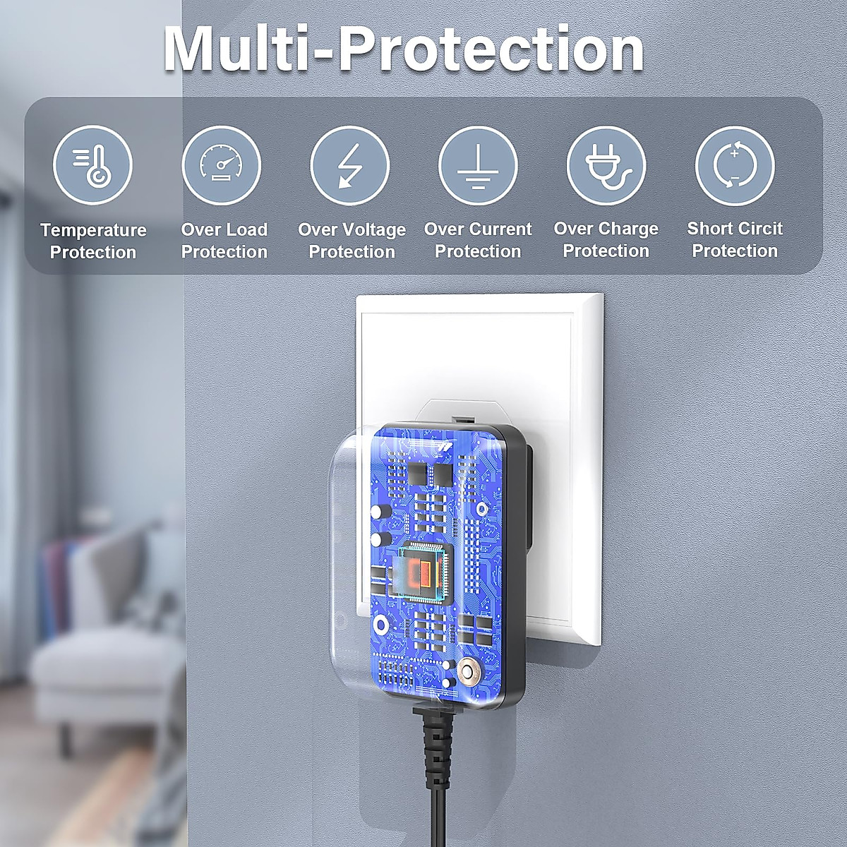 PERFEIDY 5V 1A 0.5A Charger 5.0V 1.0A AC Adapter 5W Power Supply DC 5V 1000mA 800mA 600mA 500mA Adaptor Regulated Transformer Cord with 10 Interchangeable Jacks Plug UL Listed