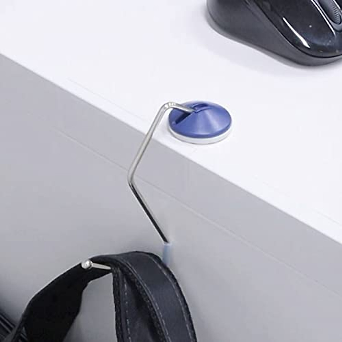 LIHIT LAB Lightweight Purse Hanger for Table, Bag Hanger, Purse Holder, Desk Hook for Gym, Restaurant, Office, Holds up to 11 pounds, 4" x 2'', Blue (A7595-8)