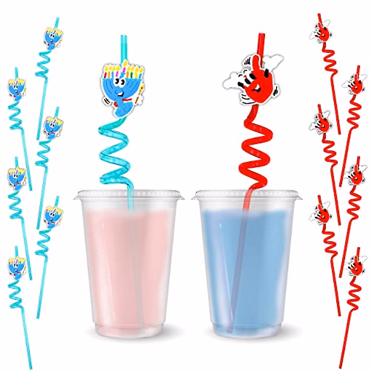 Dreidel and Menorah Hanukkah Straws - Reusable (12-Pack)